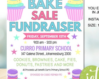 EDITABLE Bake Sale Flyer, Printable PTA, PTO Flyer, School Family ...