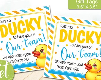 Rubber Duck Team Appreciation Gift Tags: Editable Template (digital ...