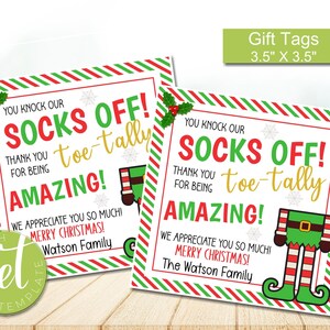 Editable Christmas Sock Gift Tags, Mani Pedi Gift, Toe-tally Amazing ...