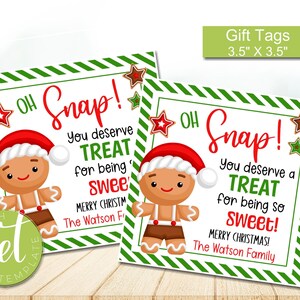 Editable Gingersnap Cookie Gift Tag, Gingerbread Christmas Gift, Oh ...