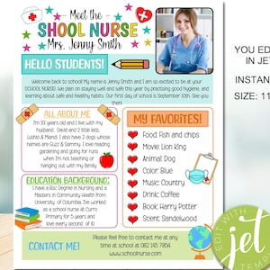 Editable Meet the School Nurse Letter Printable Back to School Note ...