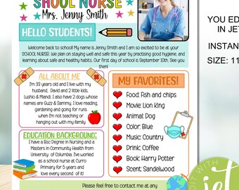 Meet the School Nurse Letter Printable Back to School Note Editable ...