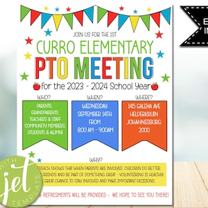 EDITABLE PTO PTA Meeting Informational Flyer, Printable Handout, School ...