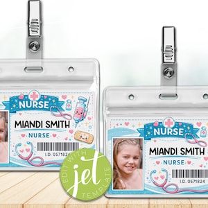 Kids Nurse ID Card Printable, Pretend Play Badge, Editable Nametag ...