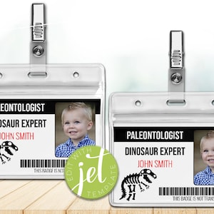 Editable Paleontologist Costume ID Badge Template, Dinosaur Party Favors, Dino Dig Party ...