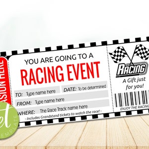 Editable Racing Ticket Template, Track Experience Day Ticket, Driving ...