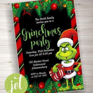 Editable Grinchmas Party Invitation, Christmas Party Invitation ...