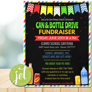 EDITABLE Can and Bottle Drive Flyer, Recycling Fundraiser, Bottle and ...