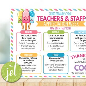 EDITABLE Ice Cream Themed Itinerary, Weekly Planner for Teacher & Staff ...