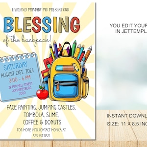 Editable Backpack Blessing Template, Editable Church Backpack Event ...