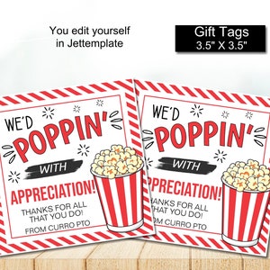 Editable We're Poppin' With Appreciation Tag, Employee Appreciation Tag ...