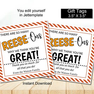 Editable We Think You're Great, Appreciation Gift Tags, Teacher ...
