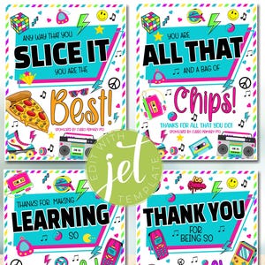 EDITABLE 80s 90s Theme Staff Teacher Appreciation Printable Decor Signs ...