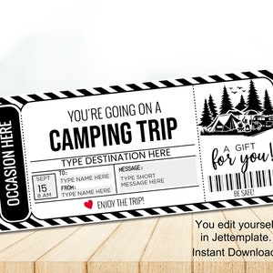 Editable Camping Trip Voucher, Surprise Camping Trip Coupon ...