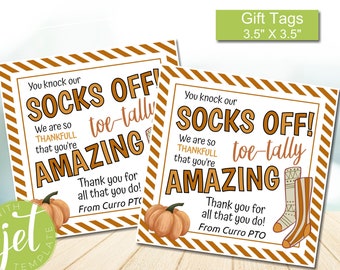 Fall Sock Gift Tags Staff, Mani Pedi Gift, Toe-tally Amazing Teacher ...
