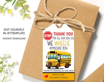 Bus Driver Appreciation Gift Tag, Thank You We Wheelie Appreciate You ...