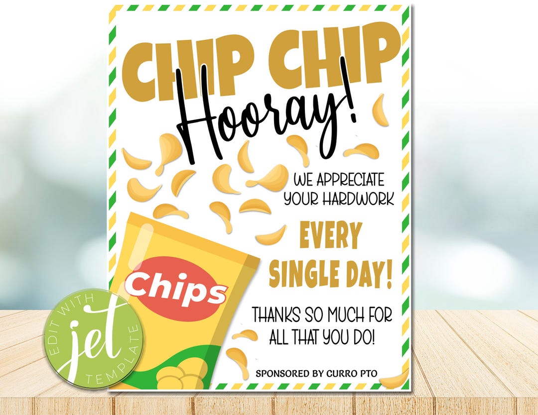 EDITABLE Chips Thank You Sign, Appreciation Week Teacher Staff Nurse ...