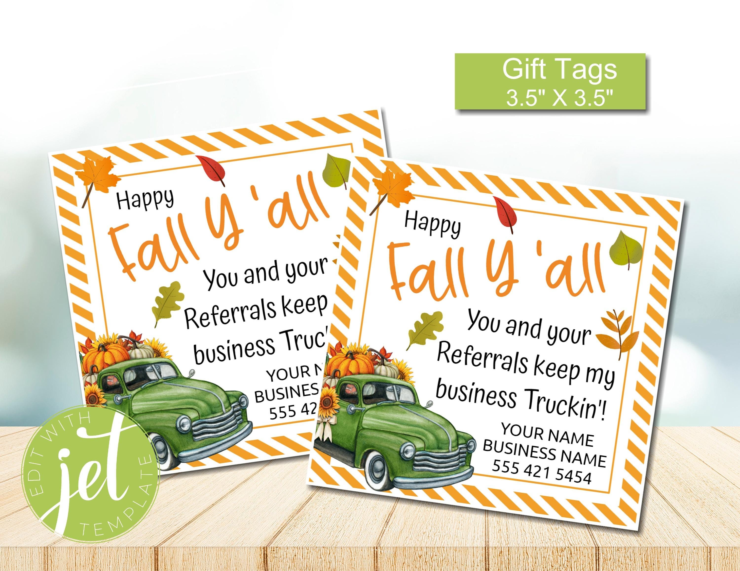 Editable Fall Realtor Pop by Tag, Happy Fall Ya'll Truck Pumpkins ...