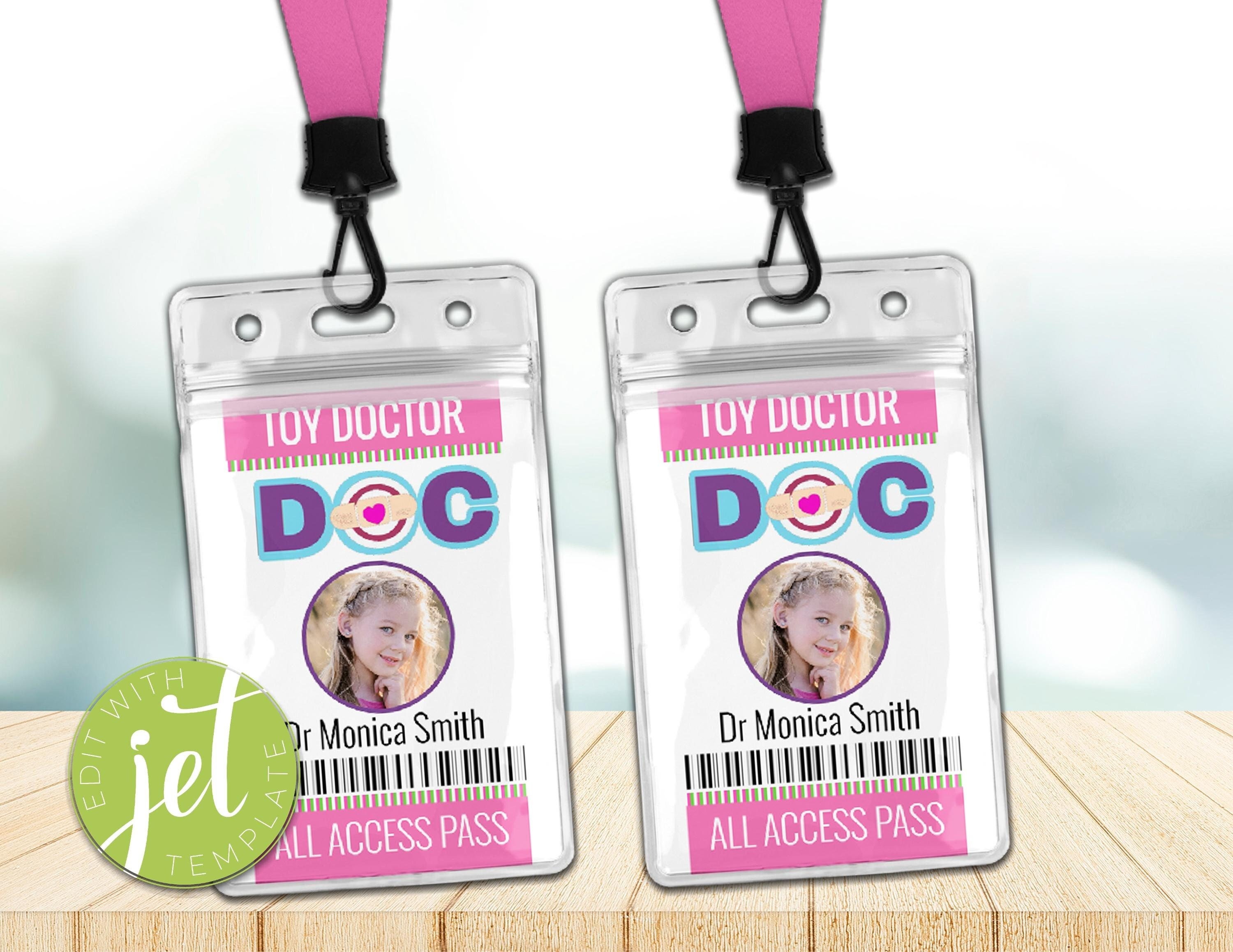Editable Toy Doctor Name Tag, Toy Doc Party, Printable Doctor Badge ...