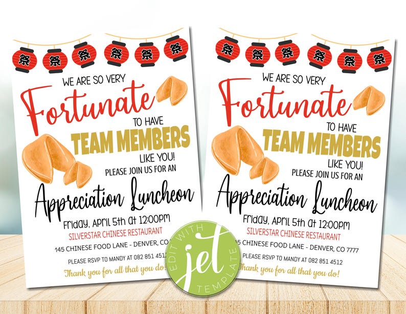Editable Fortune Cookie Appreciation Invite,teacher Staff Nurse ...