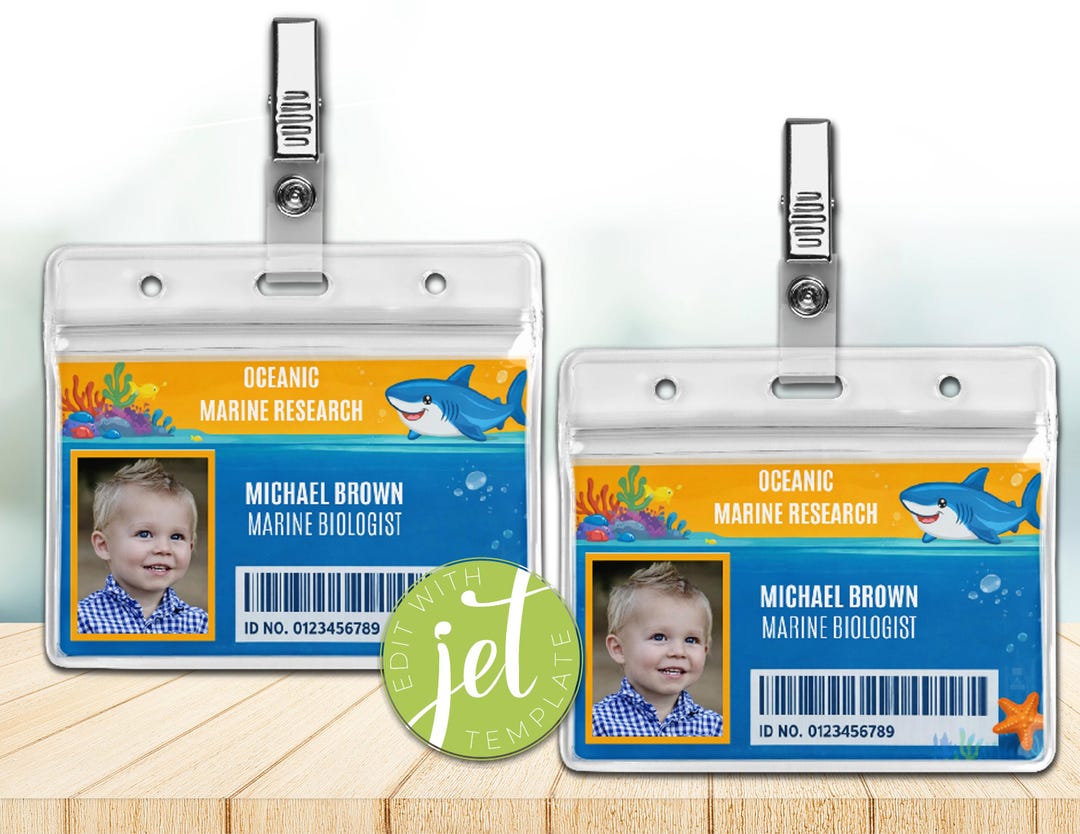 Printable Marine Biologist ID Badge, Kids Ocean Research Name Tag ...