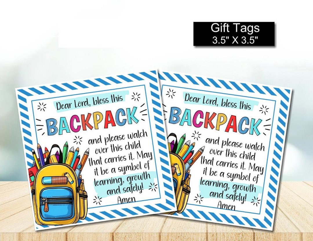 Printable Sunday School Backpack Prayer, Dear Lord Bless This Backpack ...