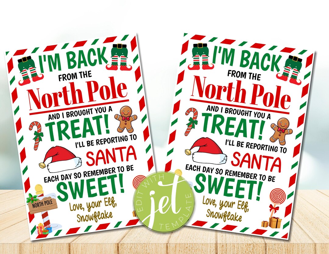 EDITABLE Elf I Am Back Gift Tags, Christmas Elf Tradition, Elf Back ...