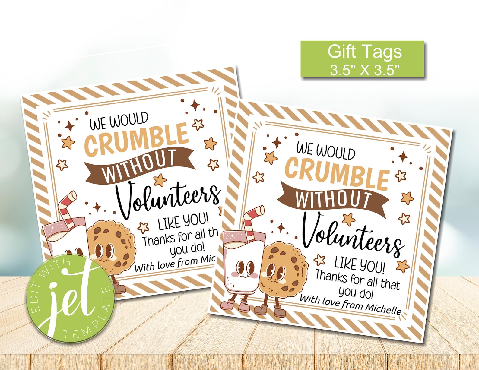 Volunteer Appreciation Gift Tag Printable, Volunteer Thank You Cookie ...