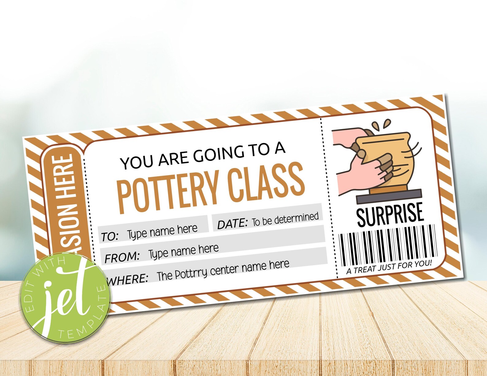 Editable Pottery Class Gift Certificate, Pottery Class, Pottery Class ...