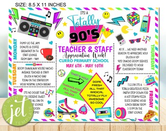 EDITABLE 80s 90s Retro Rad Theme Teacher and Staff Appreciation ...