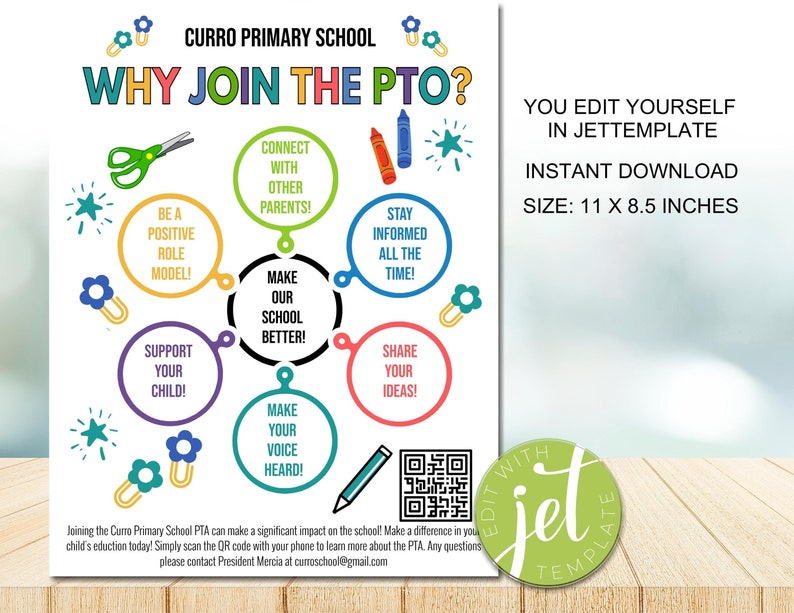 Editable Why Join the PTO PTA Flyer, QR Code Volunteer Recruitment ...