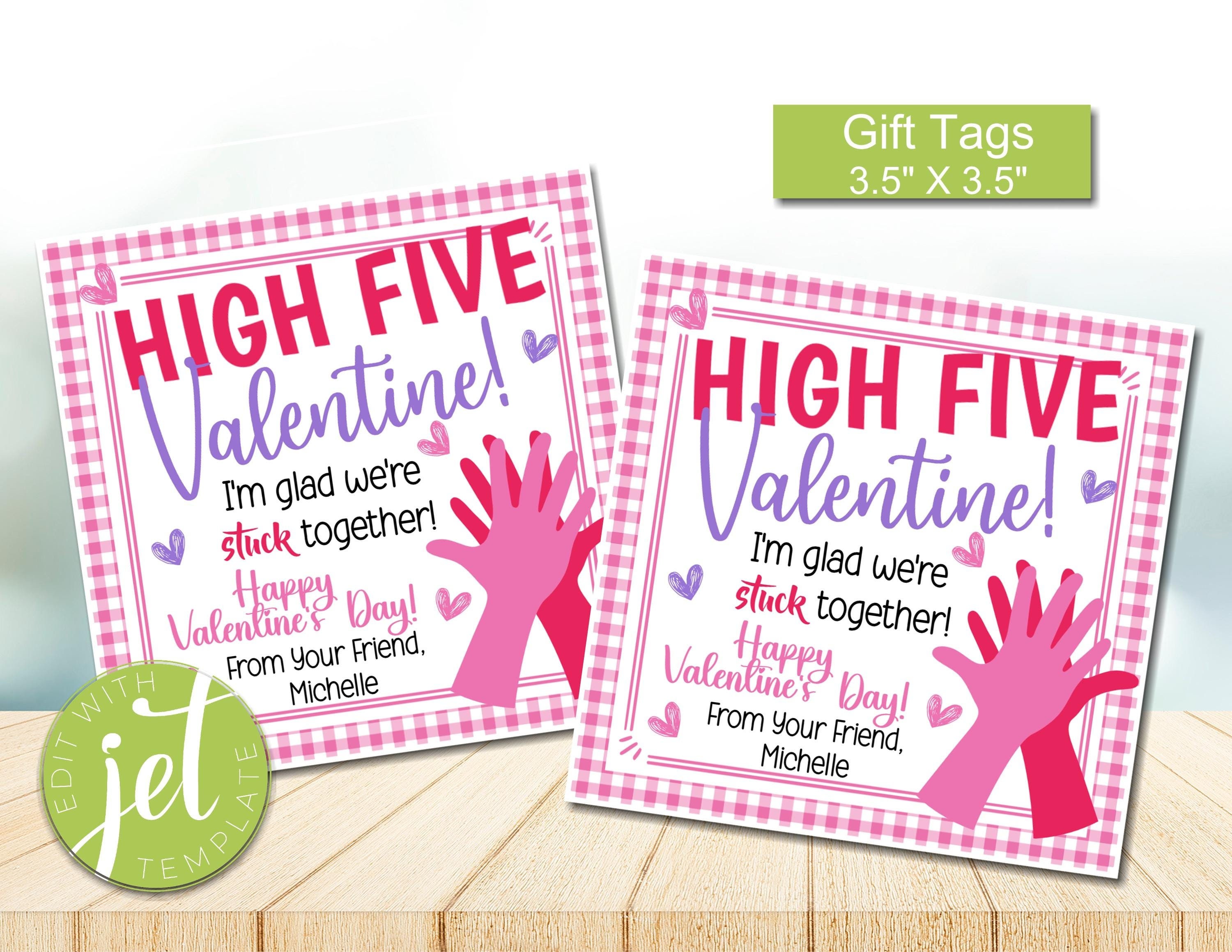 Editable Valentine Gift Tags, High Five Valentine,sticky Hands Stuck ...