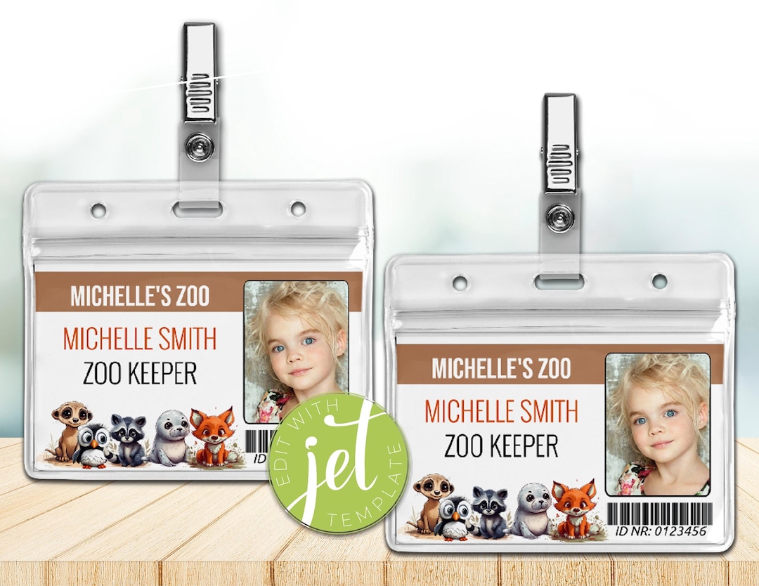 Editable Zookeeper Costume ID Badge Template, Zoo Pretend Play ...