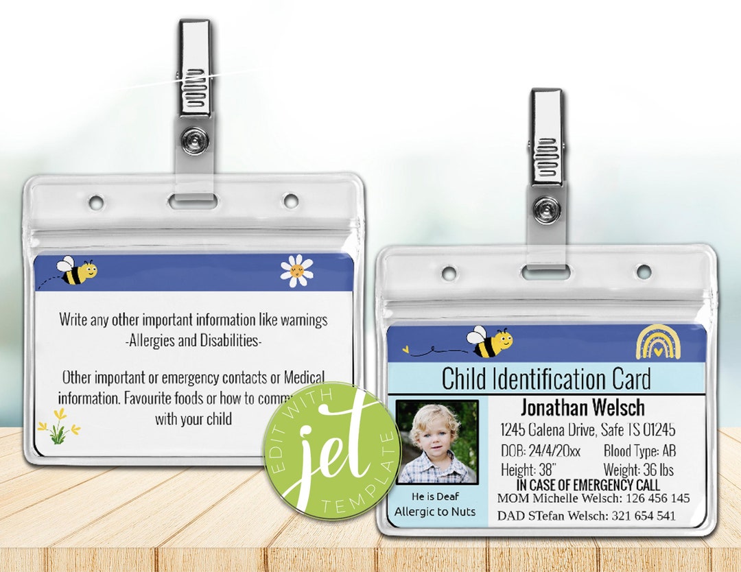 Editable School ID Card, ID Badge, School Id Card, Boy School ID ...