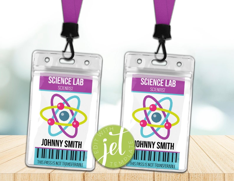 Editable Scientist ID Badge Template, Science Party Favors, Scientist ...