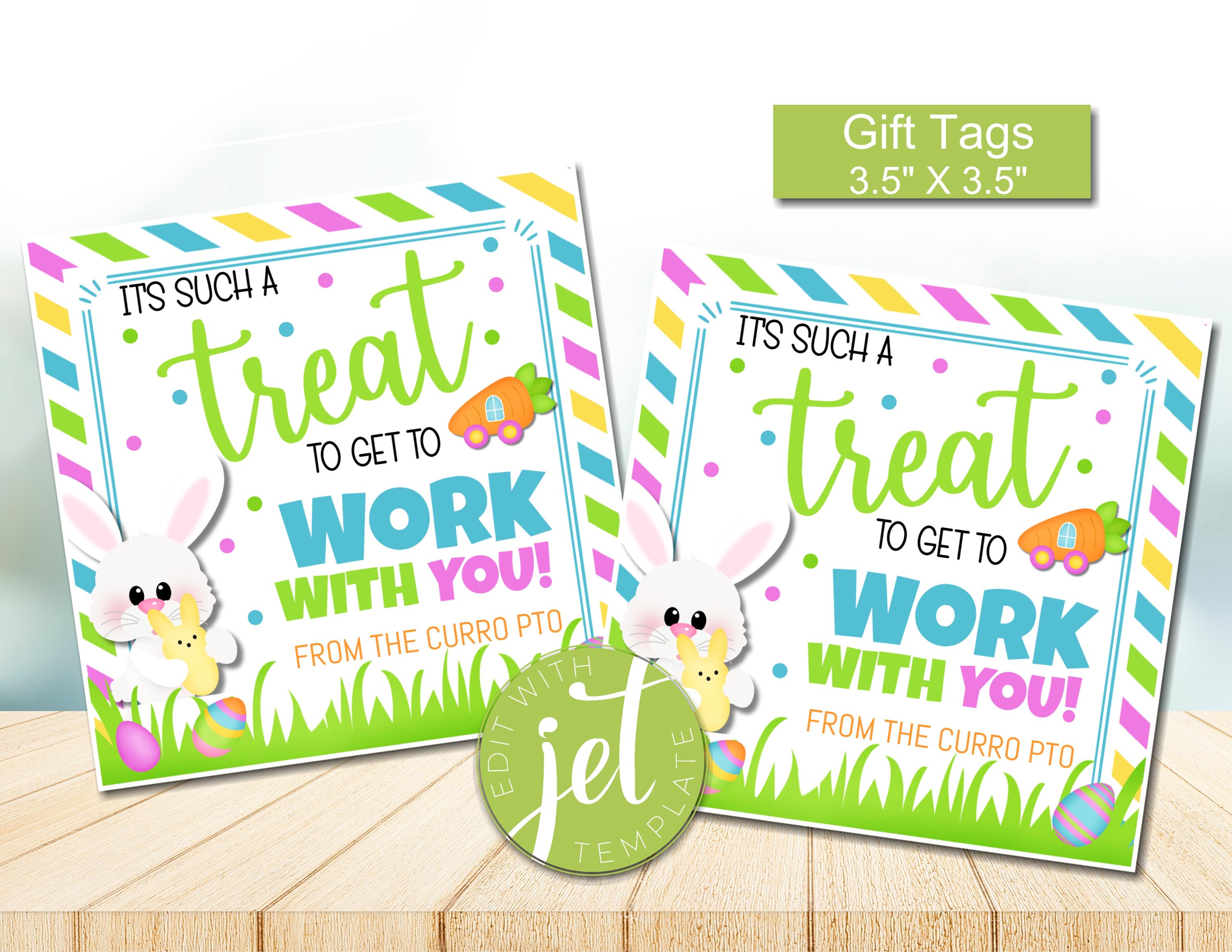 Editable Easter Coworker Gift Tags, It's a Real Treat to Work With You ...