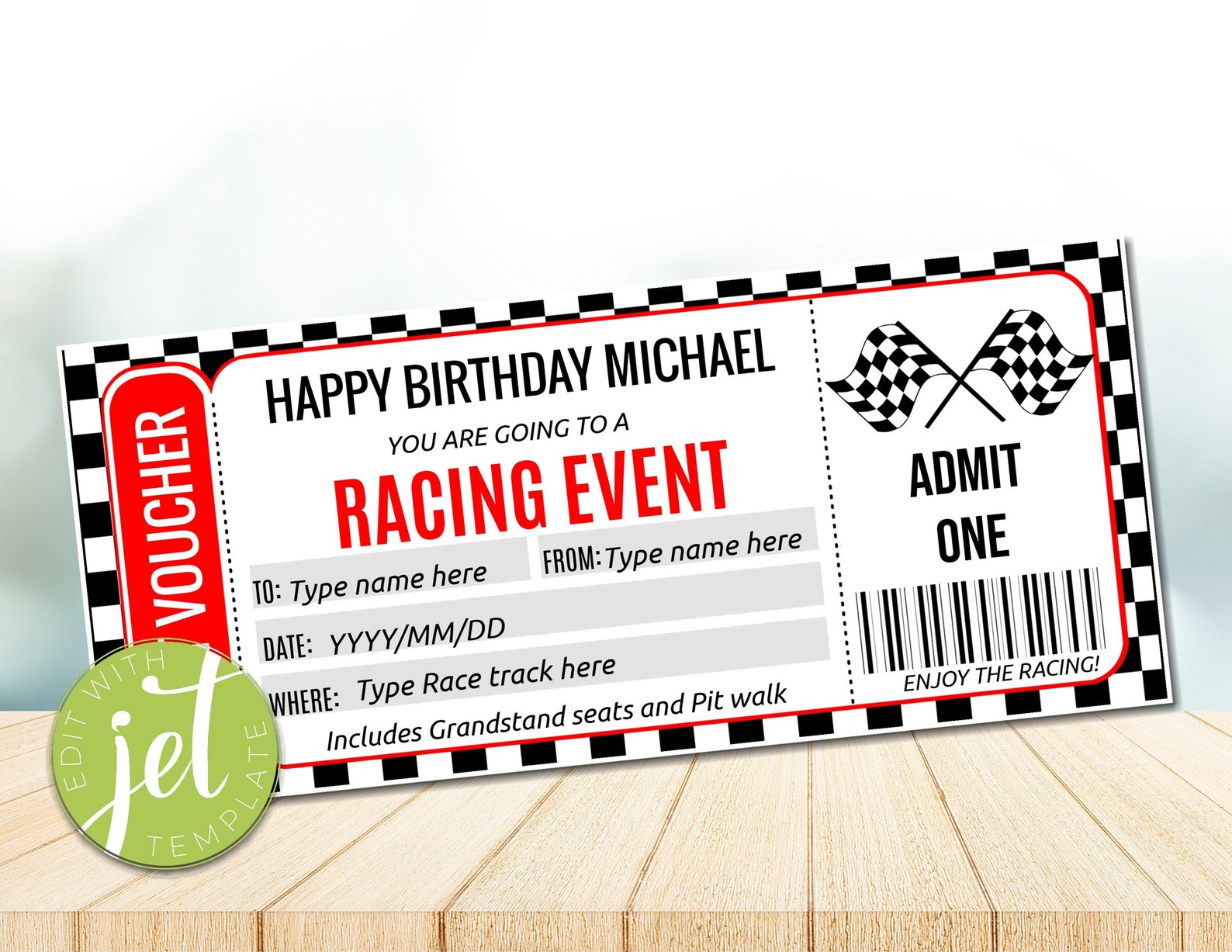 Editable Racing Ticket Template, Track Experience Day Ticket, Driving ...