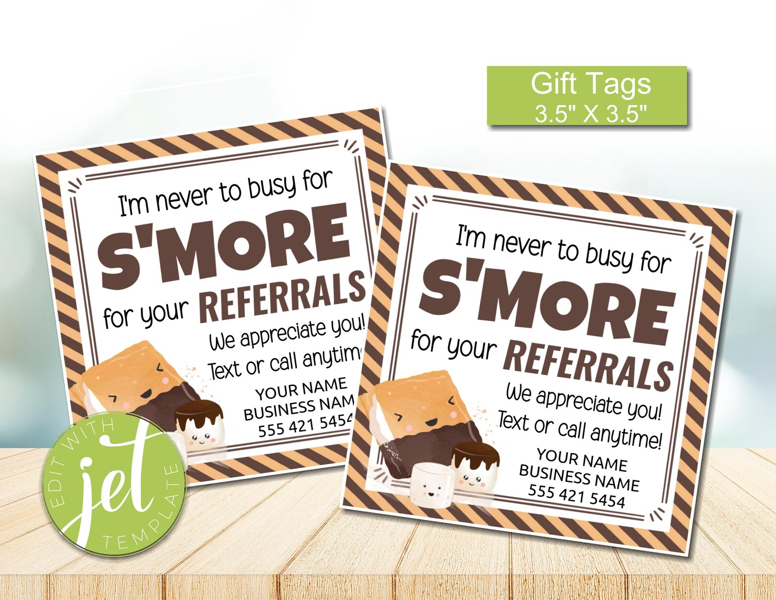 Editable S'mores Referral Gift Tag, Referral Appreciation, S'more Pop ...
