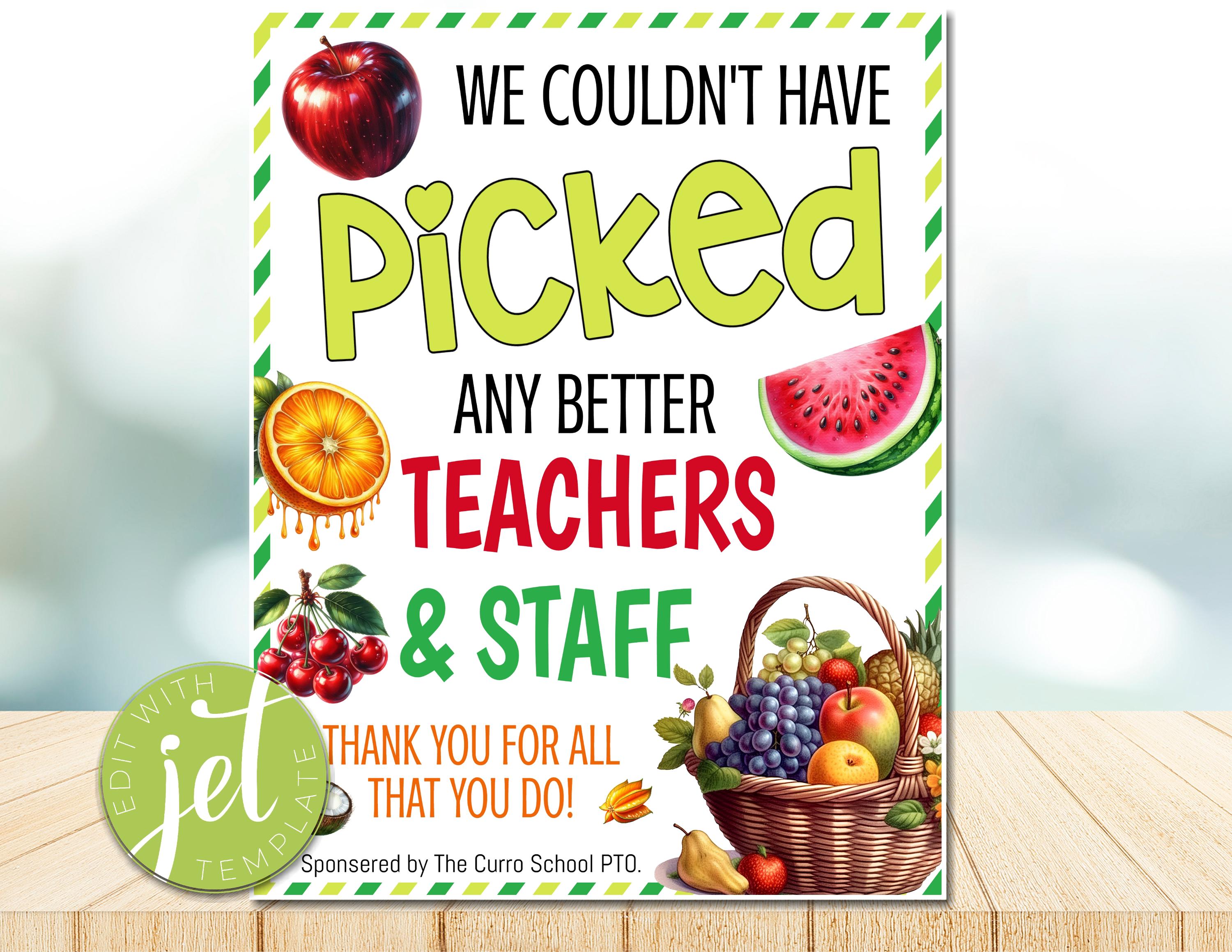 EDITABLE Teacher Thank You Sign, Couldn't Have Picked Better Teachers ...