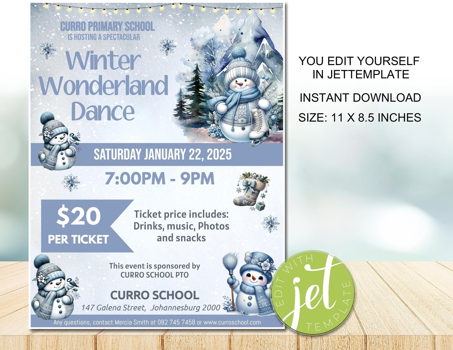 Editable Winter Dance Flyer Template, School Fundraiser Winter Dance ...