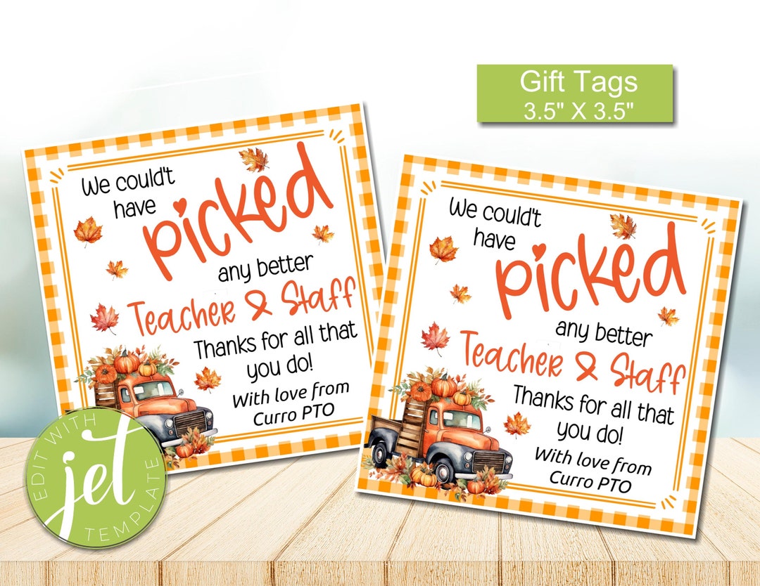 Editable Thanksgiving Gift Tags, Pumpkin Pie Tag, Fall Staff Teacher ...