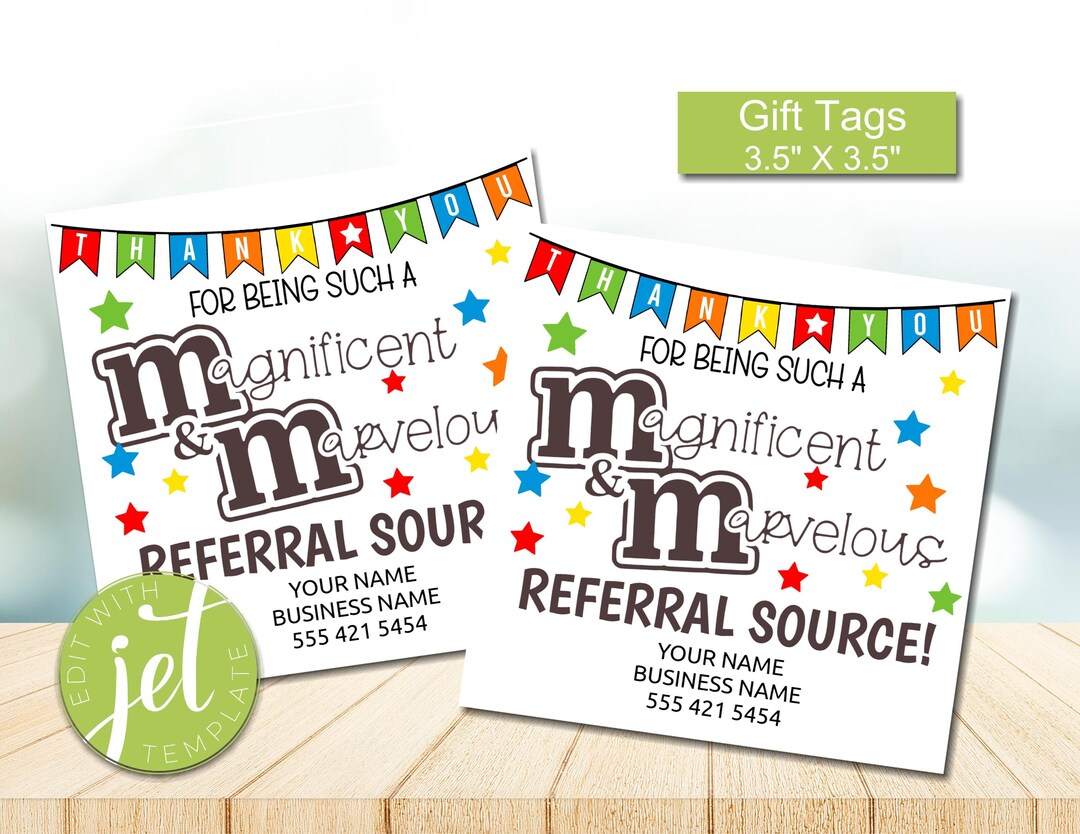 Editable Referral Gift Tags for Candy, Business Marketing, Pop up Tag ...