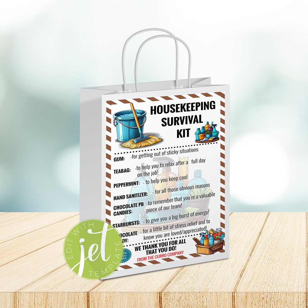 EDITABLE Housekeeper's Survival Card, Housekeeping Appreciation Week ...