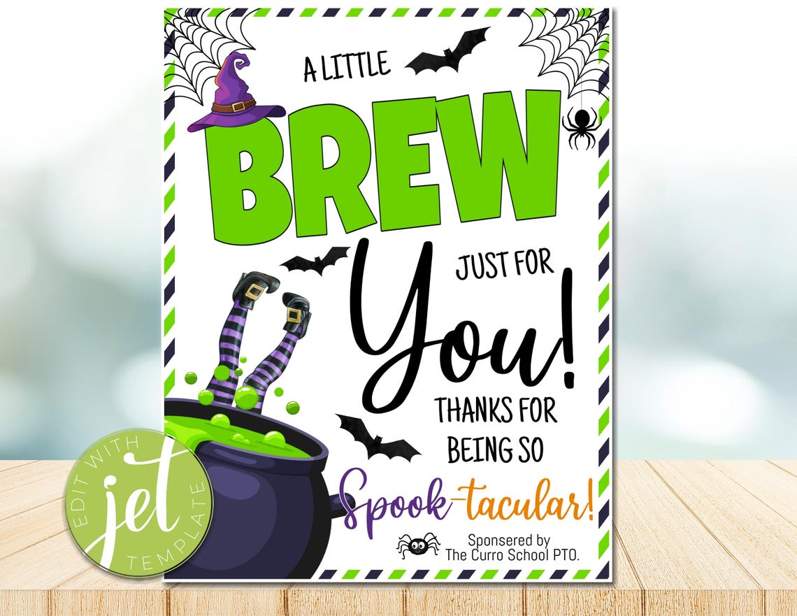 EDITABLE Halloween Coffee Appreciation Sign, Teacher Staff Nurse ...