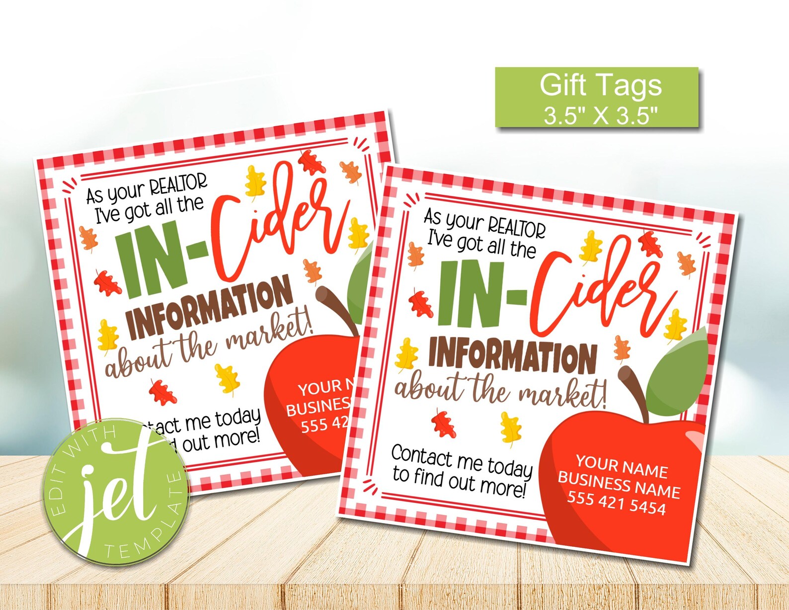 Editable Fall Apple Cider Realtor Gift Tags, Marketing Pop by Tag ...