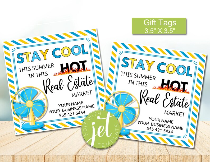 Editable Stay Cool Summer Themed Pop-by Tags, Realtor, Referral, Real ...