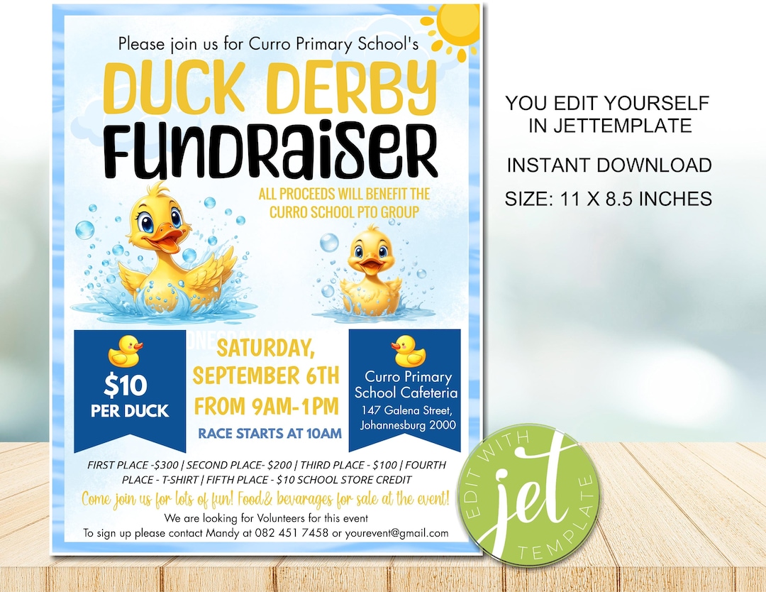 Editable Rubber Duck Race Fundraiser Flyer, Editable Duck Derby ...
