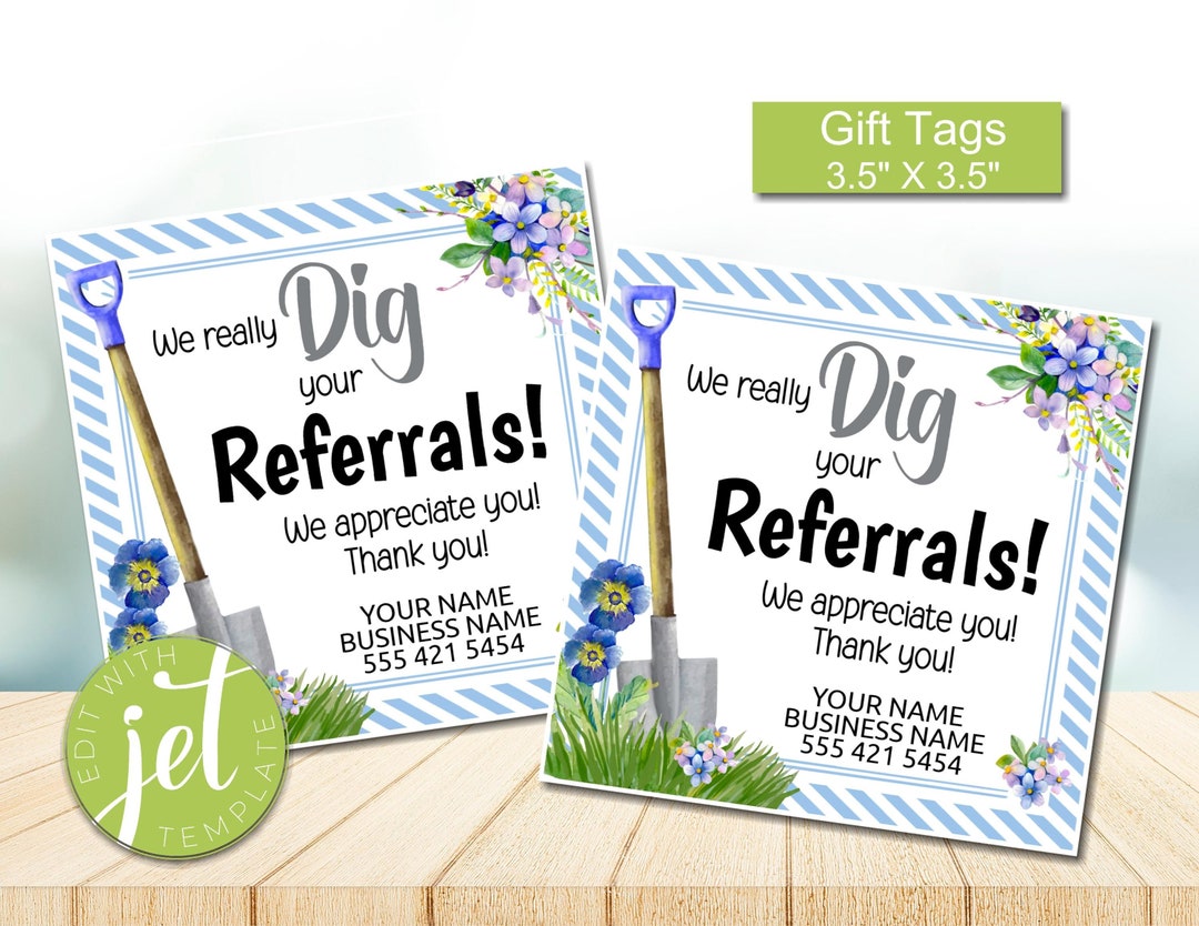 Editable We Really Dig Your Referrals, Flowers, Spring Business ...