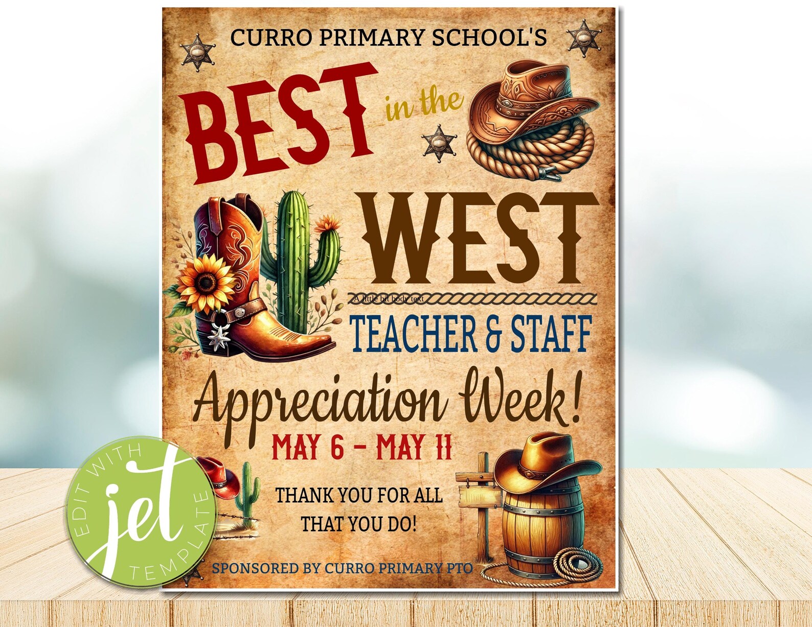 Editable Western Theme Teacher Appreciation Week Printable Welcome Sign ...
