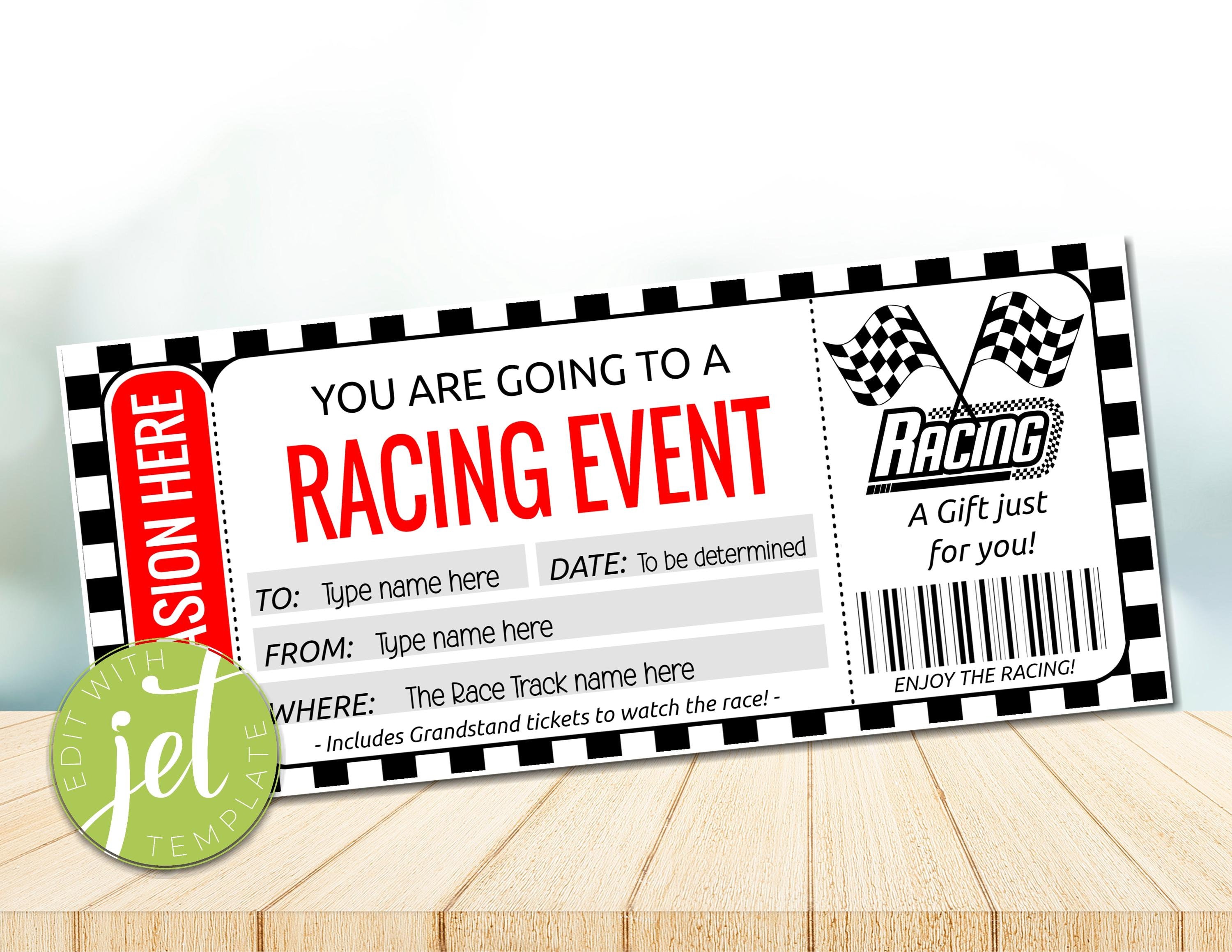 Editable Racing Ticket Template, Track Experience Day Ticket, Driving ...